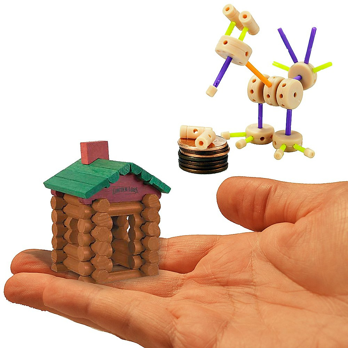 Worlds Smallest Building Toys Set of 2: Tinkertoy and Lincoln Logs