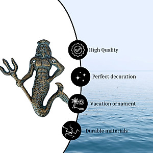 Decorative Cast Iron King of The Sea Hook - Nautical 6" Wall Decor, Antique Rustic Charm, Home, Coastal Theme - Perfect for Seaside & Marine Enthusiasts