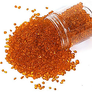 Round Reflective High Luster Fire Glass Marbles, Glass Gravel, Glass Pebbles, Glass Beads, Vase Fillers for Fish Tank Aquarium Garden Flower Pot Decoration 3-6mm 305g/10.75oz/0.67lbs (Orange Yellow)