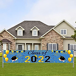 Tifeson Graduation Decorations 2022 Blue - Large 98" x 18" Class of 2022 Graduation Banner Outdoor Decor for High School College Graduation - Yard, Outdoor & Indoor Hanging Decor