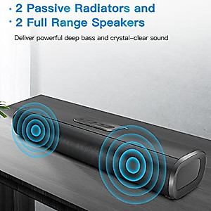 LIPEILA Soundbar for TV with Bluetooth 50W Speakers for TV Home Theater Audio Surround Sound System Small Sound Bar with Subwoofer for TV PC Projectors Tablets,Remote Control,Opt/AUX/USB/HDMI (Brown)