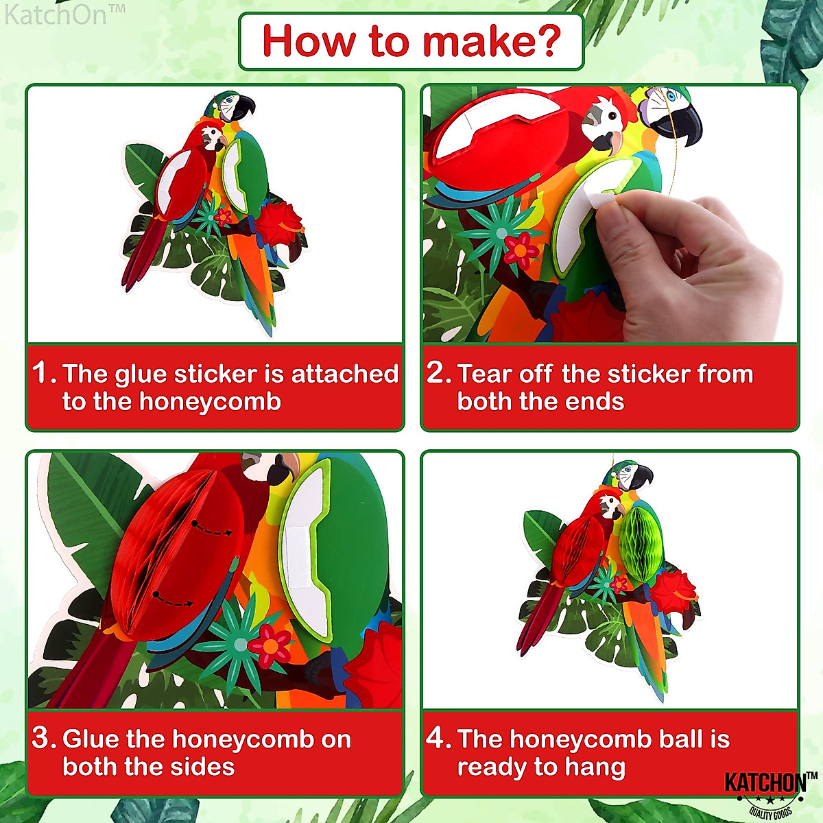 KatchOn, Tropical Birds Honeycomb Cutouts - Big, Pack of 6 | Luau Party Decorations | Tropical Party Decorations, Hawaiian Party Decorations, Rainforest Decorations | Jungle Decorations, Tiki Party