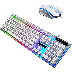 RMENST Gaming Keyboard and Mouse Combo, Wired LED Backlit Computer Keyboard, Wired Gaming Keyboard Set