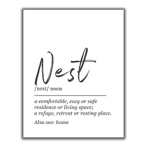 NEST Home Definition Wall Art - 11x14 UNFRAMED Print - Black and White Minimalist, Dictionary-Style Quote Typography Decor.