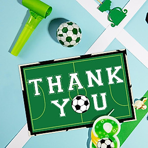 Whaline 36 Pack Football Thank You Cards with Envelopes Stickers 6 Design Green Soccer Blank Note Cards for Season Games Birthday Supplies, 4 x 6 Inch