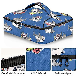 Goggles Shark Blue Insulated Casserole Carrier for Hot or Cold Food Carrier Container Insulated Cooler Bag Thermal Food Warmer Delivery Bag for Parties Buffet Potluck Picnic Cookouts