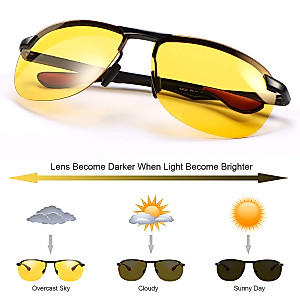 YIMI Polarized Photochromic Driving z87 Sunglasses For Men Women Day and Night safety glasses (photochromic/Yellow)