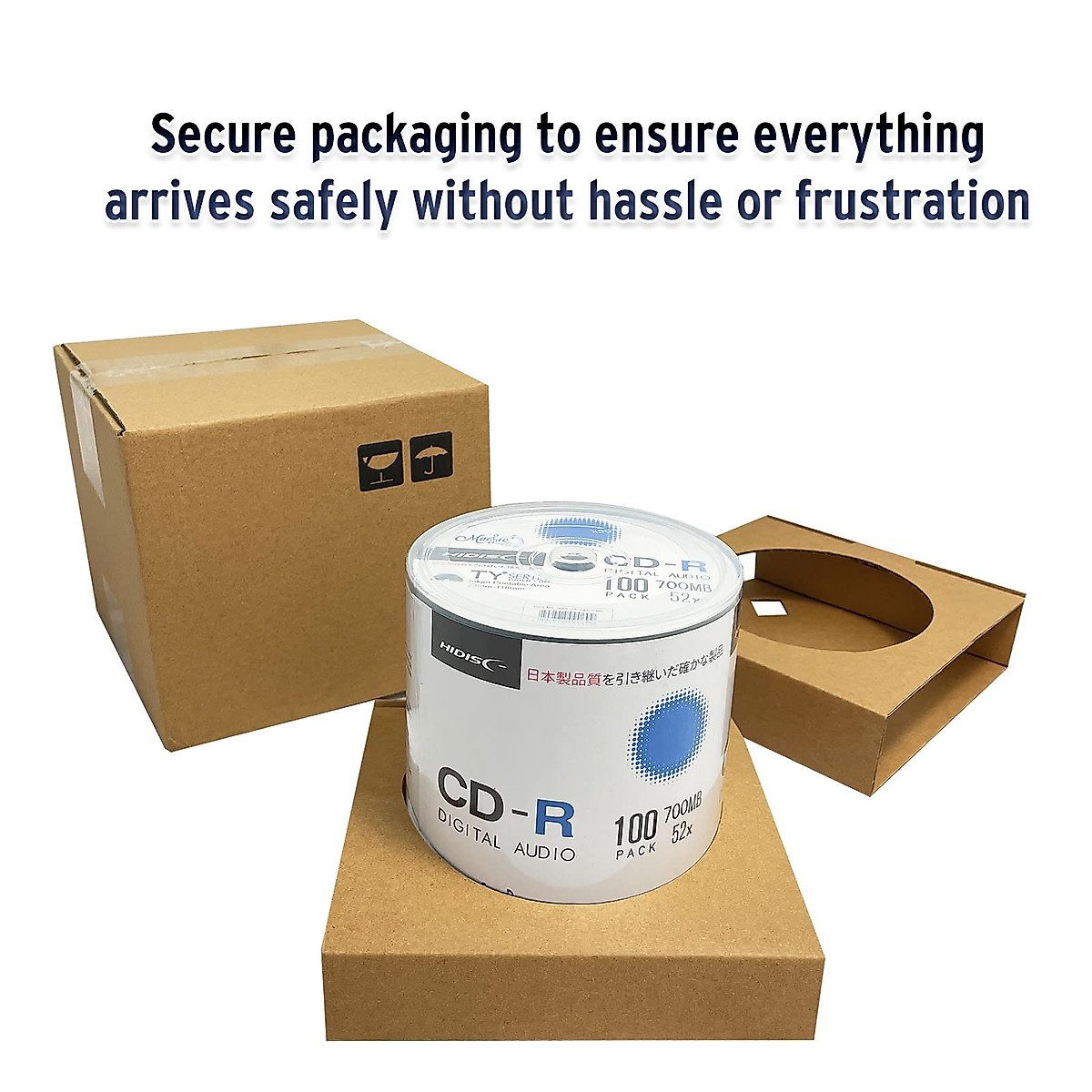 HIDISC TY Series Digital Audio Music CD-R 52X 700MB White Inkjet Printable - 100 Cake Box