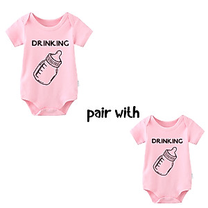 YSCULBUTOL Baby Twins Bodysuit Drinking Buddies Baby Twin Romper Boy Outfits Girl Jumpsuits Baby Triplets Set（newest 0-3m）