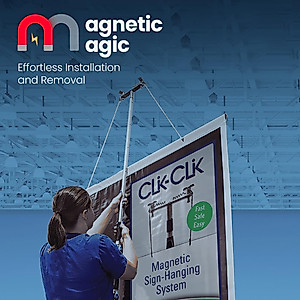 Clik-Clik Systems Dual Magmover Magnet Movers to Attach Magnet Hooks to Hang Ceiling Décor, Office Signs, Banners and More, 3.5" x 7", Silver