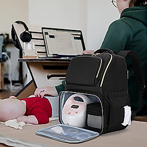 BAFASO Breast Pump Bag with Laptop Sleeve, Breast Pump Backpack Compatible with Spectra S1, S2 and Most Breast Pump Brands (Bag Only), Black