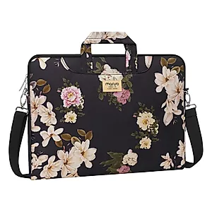MOSISO Laptop Shoulder Bag Compatible with MacBook Air/Pro,13-13.3 inch Notebook,Compatible with MacBook Pro 14 inch M3 M2 M1 Chip Pro Max 2023-2021, Polyester Freesia Briefcase Sleeve with Belt