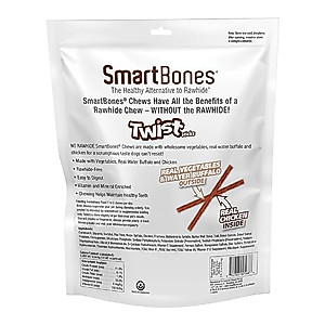 Smartbones Twist Sticks with Water Buffalo 50 Count, Rawhide-Free Chews for Dogs