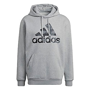 adidas Men's Essentials Camouflage Printed French Terry Hoodie, Medium Grey Heather, Small