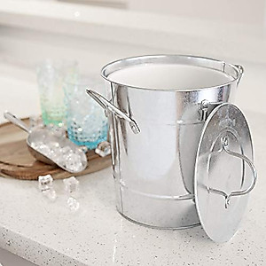 Twine Ice Bucket With Lid And Ice Scoop, Galvanized Metal Drink Tub, Wine And Beer Chiller, Holds 5.35 Gallons