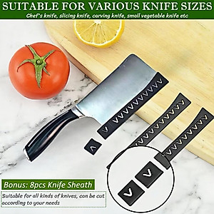 BLIRITEL Knife Roll, Waxed Canvas Chef Knife Roll Bag, 8 Knife Slots for Cutlery Knives, Portable Knife Bag Knives Pouch Holder protectors with 8 PCS Knife Sheath for Kitchen Travel Camping