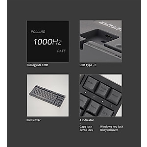 MSTONE Groove T 87 Keys Mechanical Keyboard,Backlighting,Cherry Profile PBT Keycap,Dye Subbed Legends,USB-C Cable,Space Saving,for Windows and Mac,Cherry Green MX