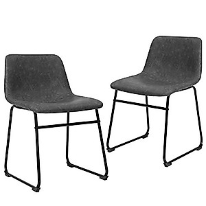 SONGMICS Set of 2 Dining Chairs with Backrest, Metal Legs, Comfortable Wide Seat, 18.9 x 21.2 x 29.9 Inches, Retro Black