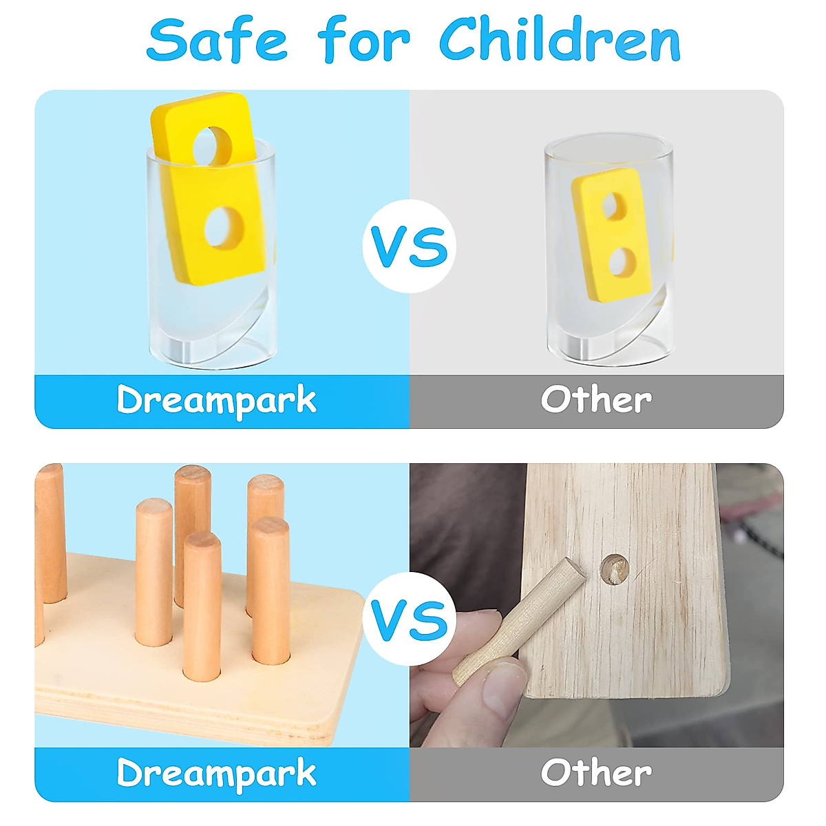 Dreampark Wooden Educational Toys, Wooden Shape Color Sorting Preschool Stacking Blocks Toddler Puzzles Toys Birthday Gifts for Boys and Girls Age 1 2 3