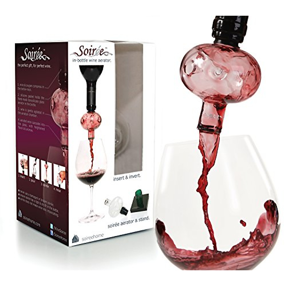 Soireehome - In Bottle Wine Aerator - For Red Wine, White Wine, And Rose Wine! - Made Of Glass, Makes Your Wine Taste Better