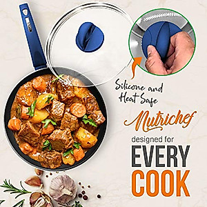 NutriChef 12-Pc Blue Nonstick Cookware Set - Professional Pots & Pans with Durable Coating, All Cooktops Compatible, Including Induction
