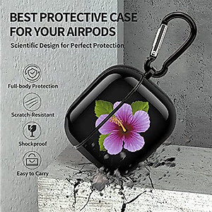 Hibiscus Printed Bluetooth Earbuds Case Cover Compatible for Airpods 3 Protective Storage Box with Keychain