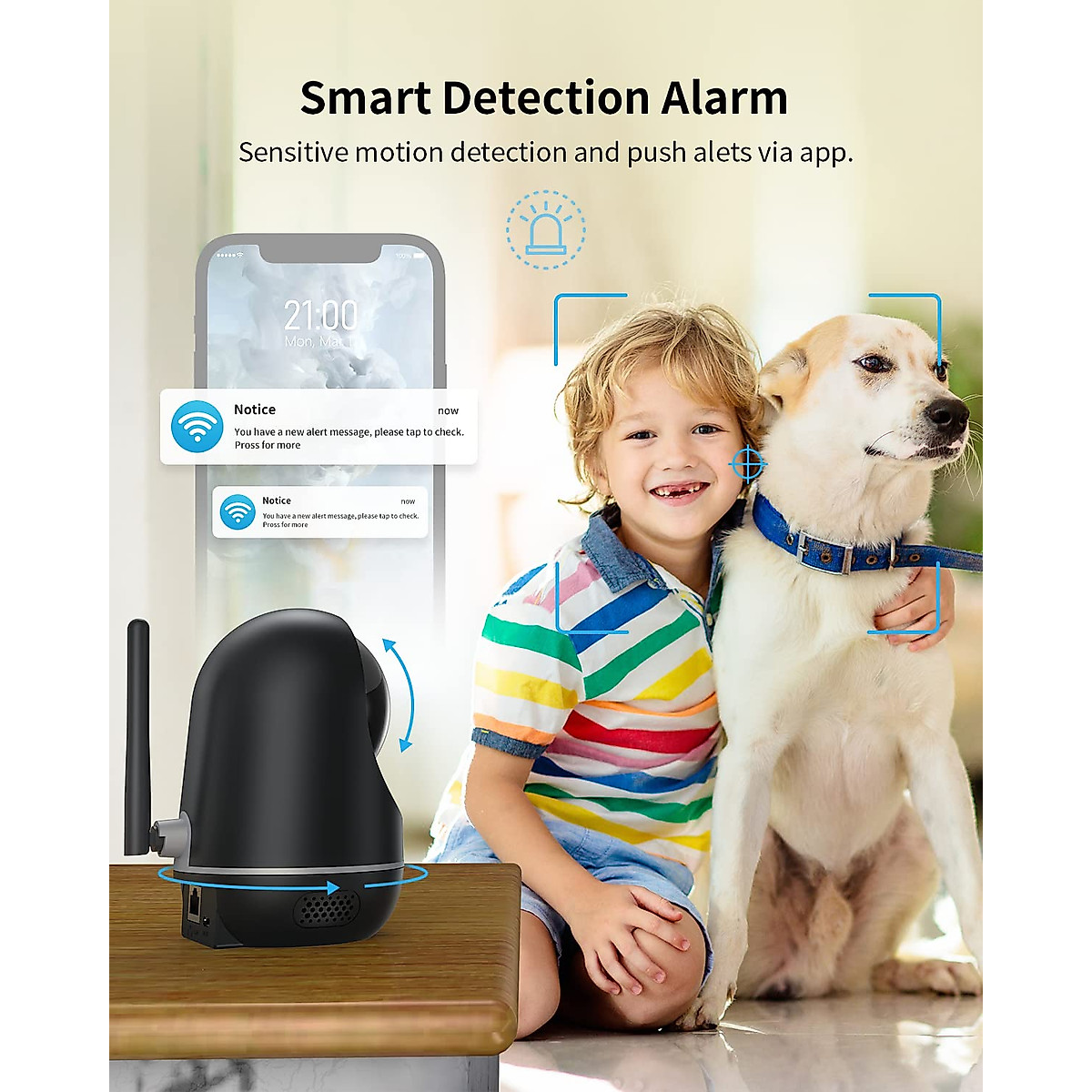 2.4/5G Wi-Fi Camera for Home Security Camera, Indoor Camera for Pets/Nanny, pet Camera with 2-Way Audio, Sound Detection, Night Vision, black