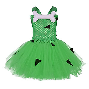 IMEKIS Girl Halloween Caveman Costume Baby Birthday Outfit Toddler Kids Historical Stone Age Themed Party Supplies Cosplay Dress Up Family Costumes Carnival Cake Smash Photoshoot Green 0-6 Months