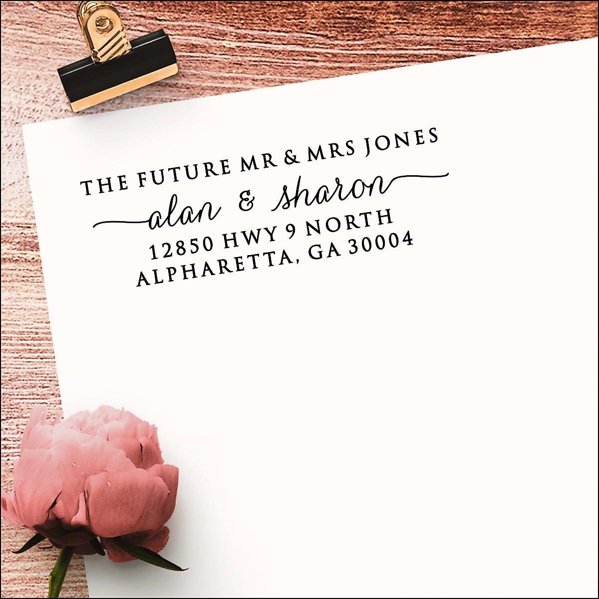 Personalized Return Address Stamp, Self Inking - Elegant Caligraphy Script, Black Ink