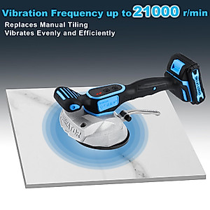 Tile Vibration Machine Installation Tool - YSJWAER Tiling Suction Cup for Leveling Handheld Vibrator 6 Speeds 21V 12000mAh 21000r/min