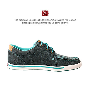 Twisted X Women's Kicks - Casual Sneakers Made with Hybrid Performance Leather, ecoTweed Lining, and Blended Rice Husk Outsole, Dark Teal & Teal, 10 M
