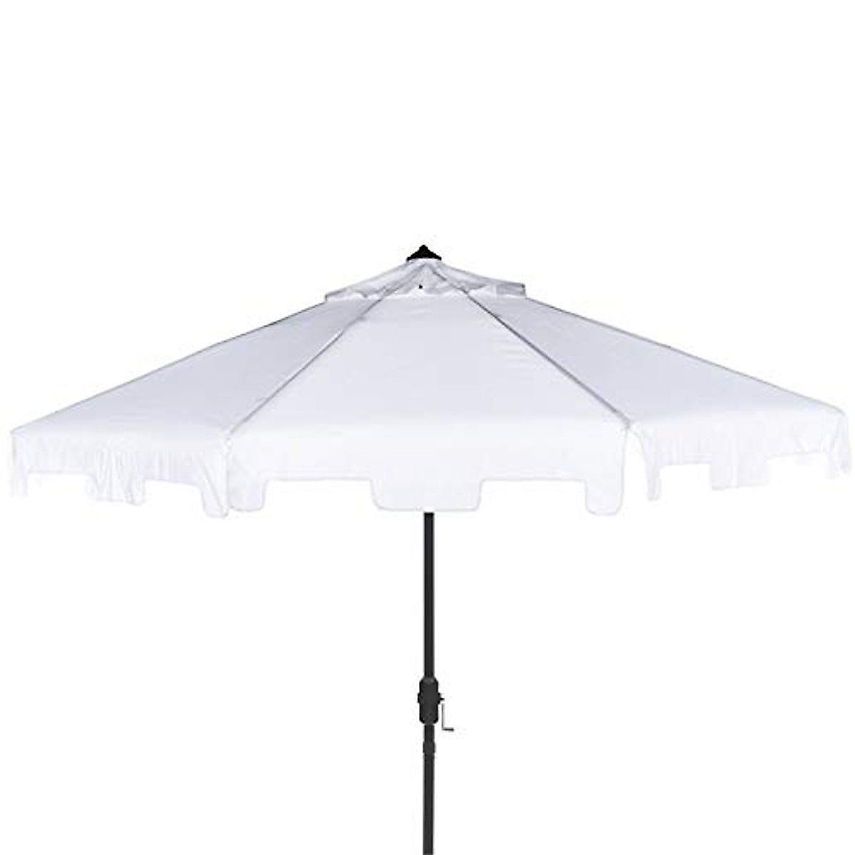 Safavieh PAT8000K Outdoor Collection Zimmerman White Uv Resistant 9 Ft Crank Market Push Button Tilt Flap Umbrella