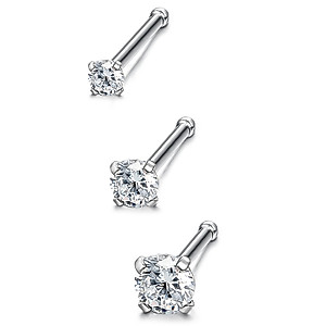 Jstyle 20G 3 Pcs a Set Stainless Steel Nose Rings Studs Piercing Body Jewelry 1.5mm 2mm 3mm