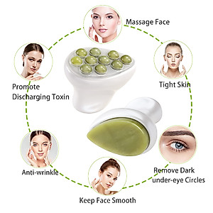 BEAUTYFACTOR Jade Roller & Gua Sha Facial Tools Face Roller for Skin Care,Facial Roller Gua Sha Tool for Puffiness and Redness Reducing Skin Care Routine
