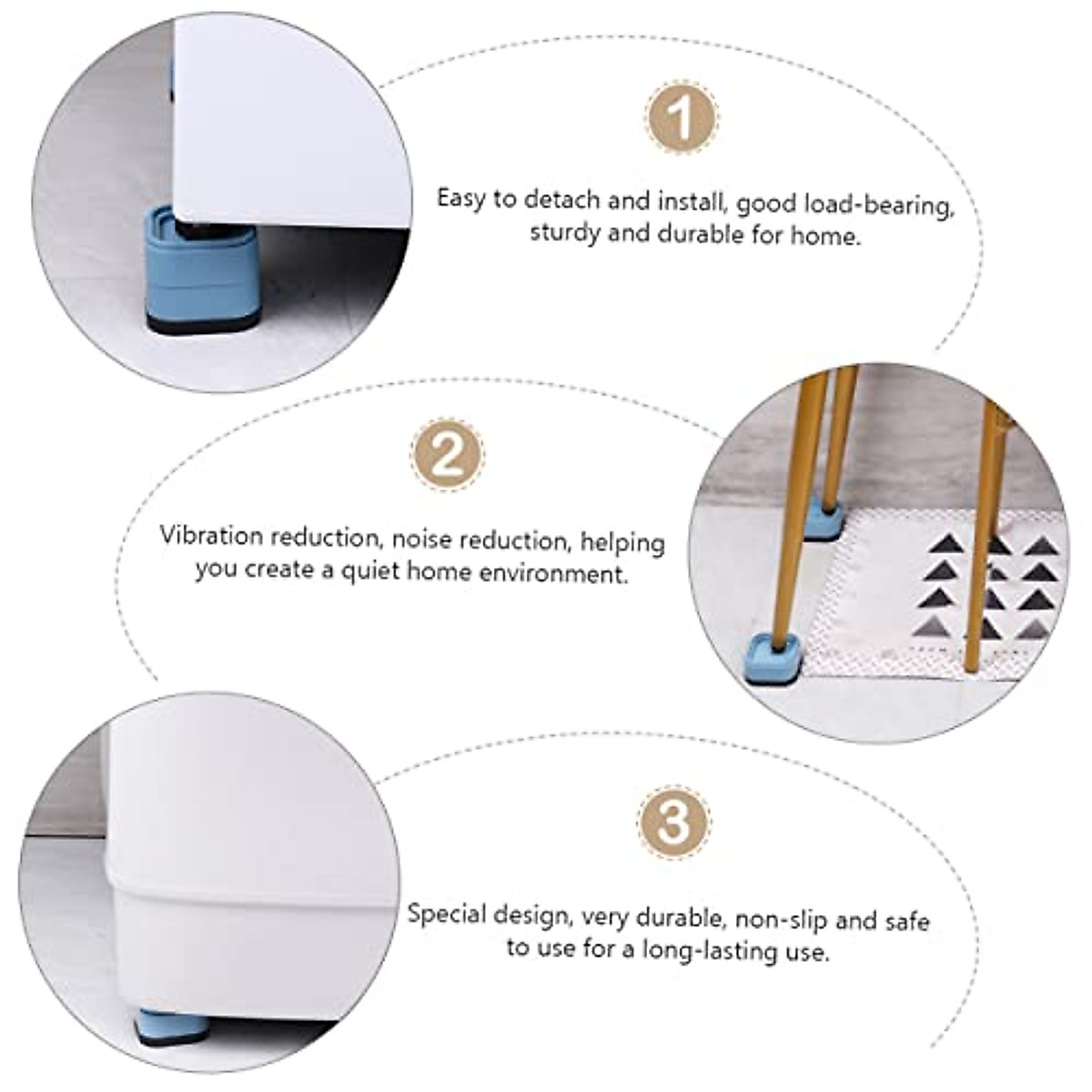 Angoily 4pcs Non-Slip Mat Anti Vibration Mat for Washing Machine Anti Skid Pads for Furniture Chair Foot Pads Washer Machine Foot Pads Bed Riser Furniture Height Riser Heightening Foot Pad