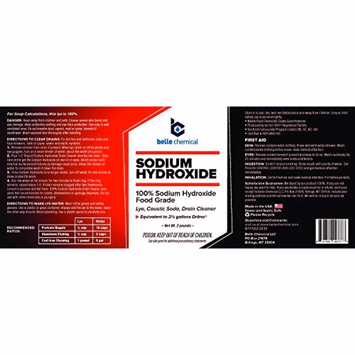 Sodium Hydroxide - Pure - Food Grade (Caustic Soda, Lye) (2 Pound Jar)