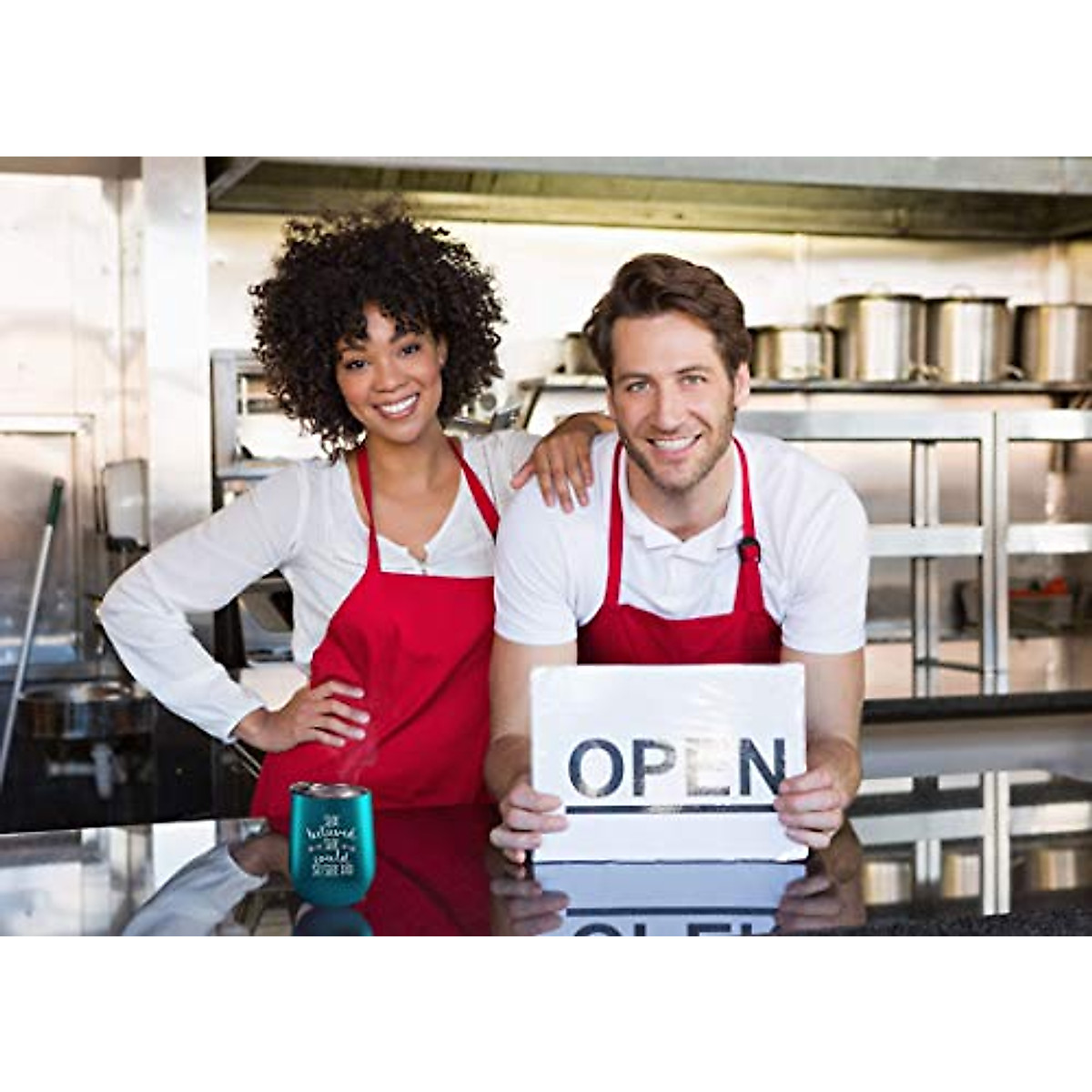 Fancyfams She Believed She Could So She Did - Congratulations Gifts - Graduation Gifts for Her - 12 oz Stainless Steel Wine Tumbler (Turquoise)