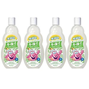 Mr. Bubble Kids Extra Gentle 4-in-1 - Body Wash, Shampoo, Conditioner, and Bubble Bath - Hypoallergenic, Non-Scented, Dye Free, No Tear Formula, Perfect for Sensitive Skin (4 Bottles, 16 fl oz each)