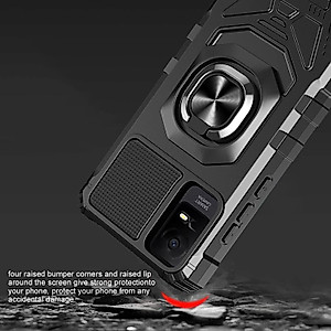 for TCL ION X/ION V Case, with Tempered Glass Screen Protector Heavy Duty Protection Technology Built-in Kickstand Rugged Shockproof Protective Phone Case for TCL ION X/ION V 6.0", (Black)