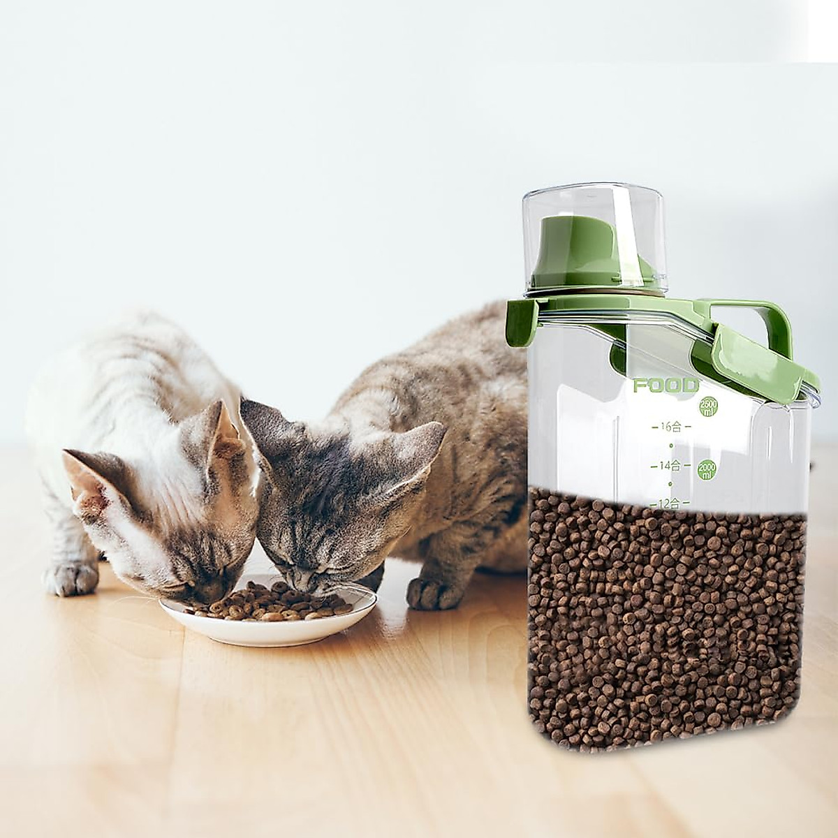 Saim Cereal Storage Containers, 2.8L Rice Dispenser with Measuring Cup, Dry Food Container Airtight Rice Holder for Flour, Sugar, Grain, Rice & Baking Supply(Green)