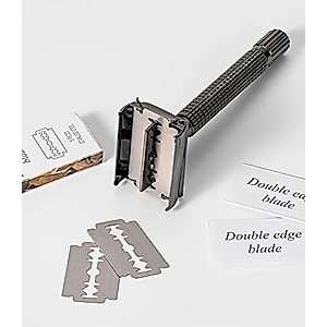 DreamGenius Double Edge Safety Razor, Long Handle Butterfly Open Razors for Men or Women,Single Blade Shaving Razor with 10 Stainless Steel,Double Edge Safety Razor Blades