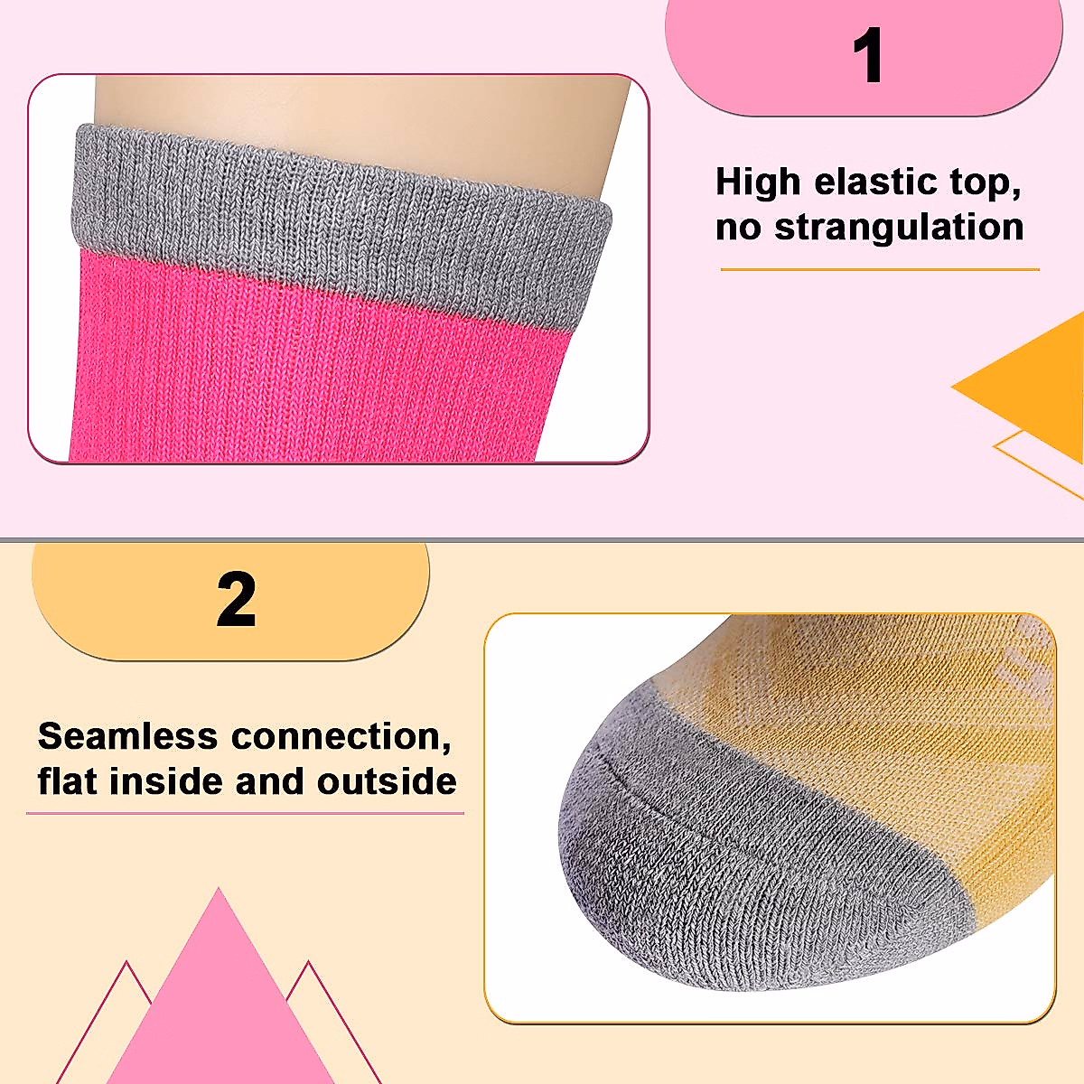 Heatuff Womens 6 Pack Hiking Crew Socks Performance Athletic Cushion Outdoor Trekking Sock