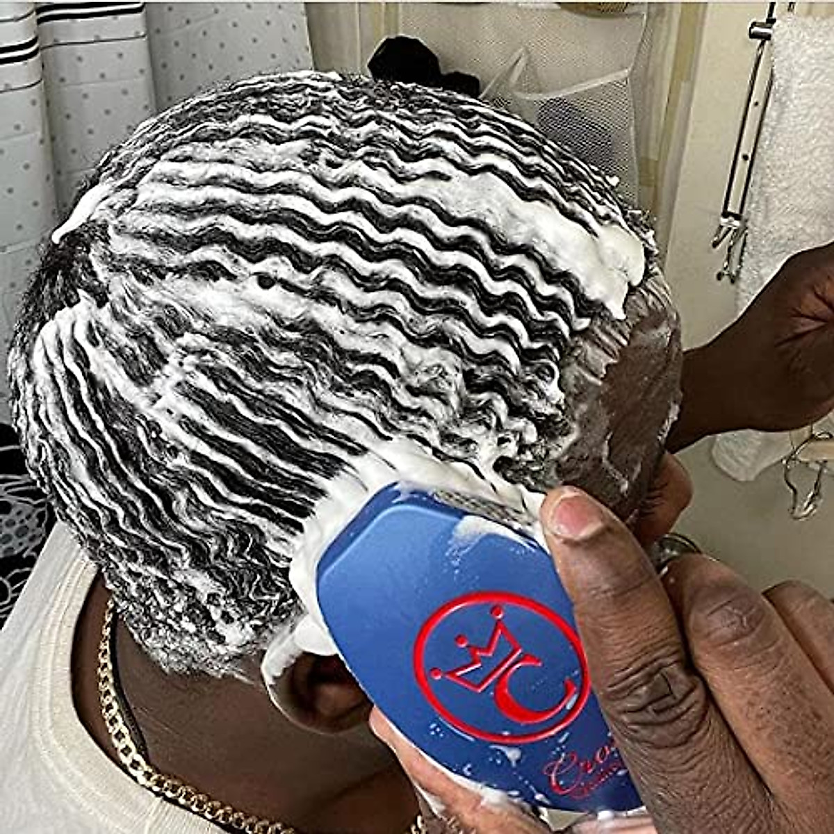 360 Sport Wave Brush 2.0 - Hard Flex Bristles - (Black Ice) - Wet Dry Technology - No Slip Rubber Grip Ultimate 360 Wave Brush Hairbrush by Crown Quality Products