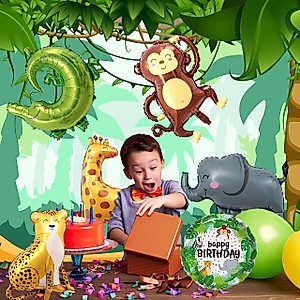 uoyoi 9Pcs Safari Jungle Animal Balloons,Wild One Birthday Decorations Baby Shower Jungle Safari Party Supplies Favors,Kids Elephant Monkey Lion Giraffe Leopard Zebra Crocodile Balloon