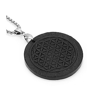 SZFMSWE Shungite necklace flower of life shungite stone pendant necklace