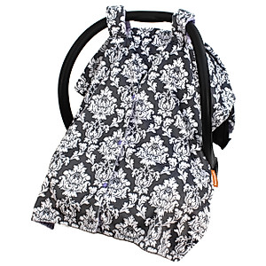 Dear Baby Gear Deluxe Car Seat Canopy, Custom Minky Print Grey and White, Lavender Minky Dot