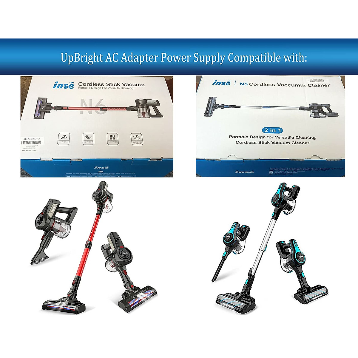 UpBright 27V AC/DC Adapter Compatible with inse N6 N6S N5 N5S V70 N6-1 US N6-2 N500 N550 N560 N570 N600 N660 N670 N650 22.2V 2.2Ah Li-ion Battery Stick Cordless Vacuum Cleaner 26.5V 500mA Power Supply