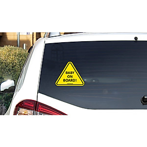 Evoque Baby On Board Sticker for Cars, 5” by 6” Inch Vinyl car Decals, no Need for Suctions Cups and Magnets- Strong Adhesive/Heat Resistant Vinyl Baby on Board Sticker, Baby Safety (Pack of 2)