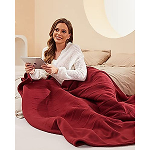 Heated Blanket 62 x 84 Inches Double Sided Soft Fleece Electric Blanket Twin Size Machine Washable Fast Heating with 4 Heating Levels & 10 Hours Auto Off, Home Office Use, Red