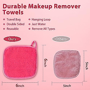 NATWAG | Reusable Update Makeup Removing Microfiber Cloth for Sensitive Skin | Washable Makeup Remover Towels | Natural Facial Cleansing Towels (6”x 6”, 12 Pack/Pink)